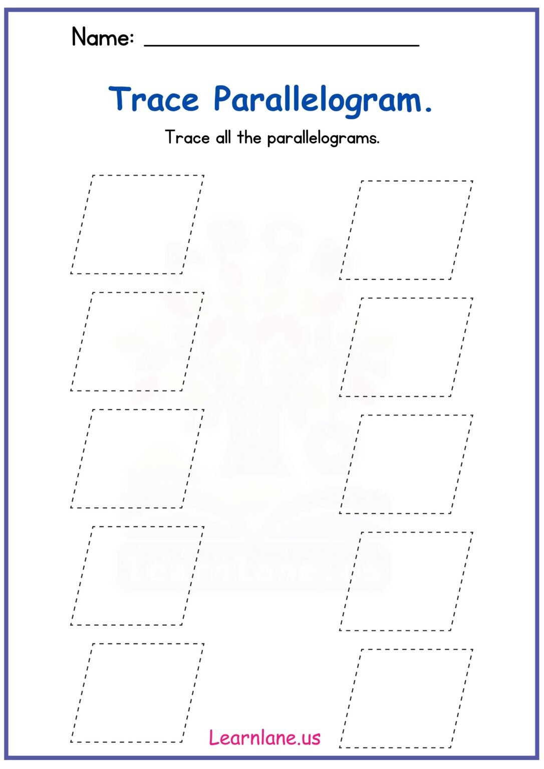 Free Parallelogram Tracing Worksheets for Preschool - Best Education ...