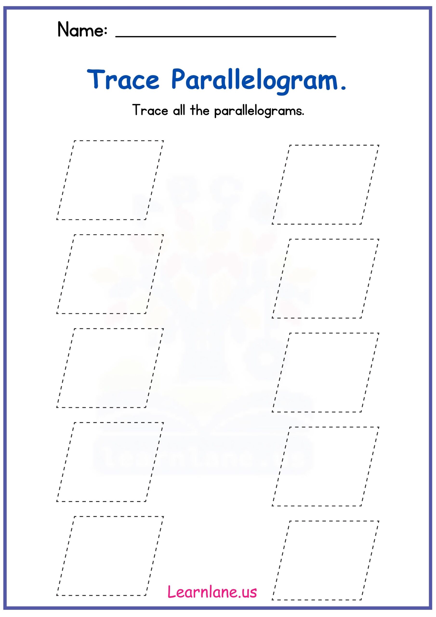 Free Parallelogram Tracing Worksheets for Preschool - Best Education ...