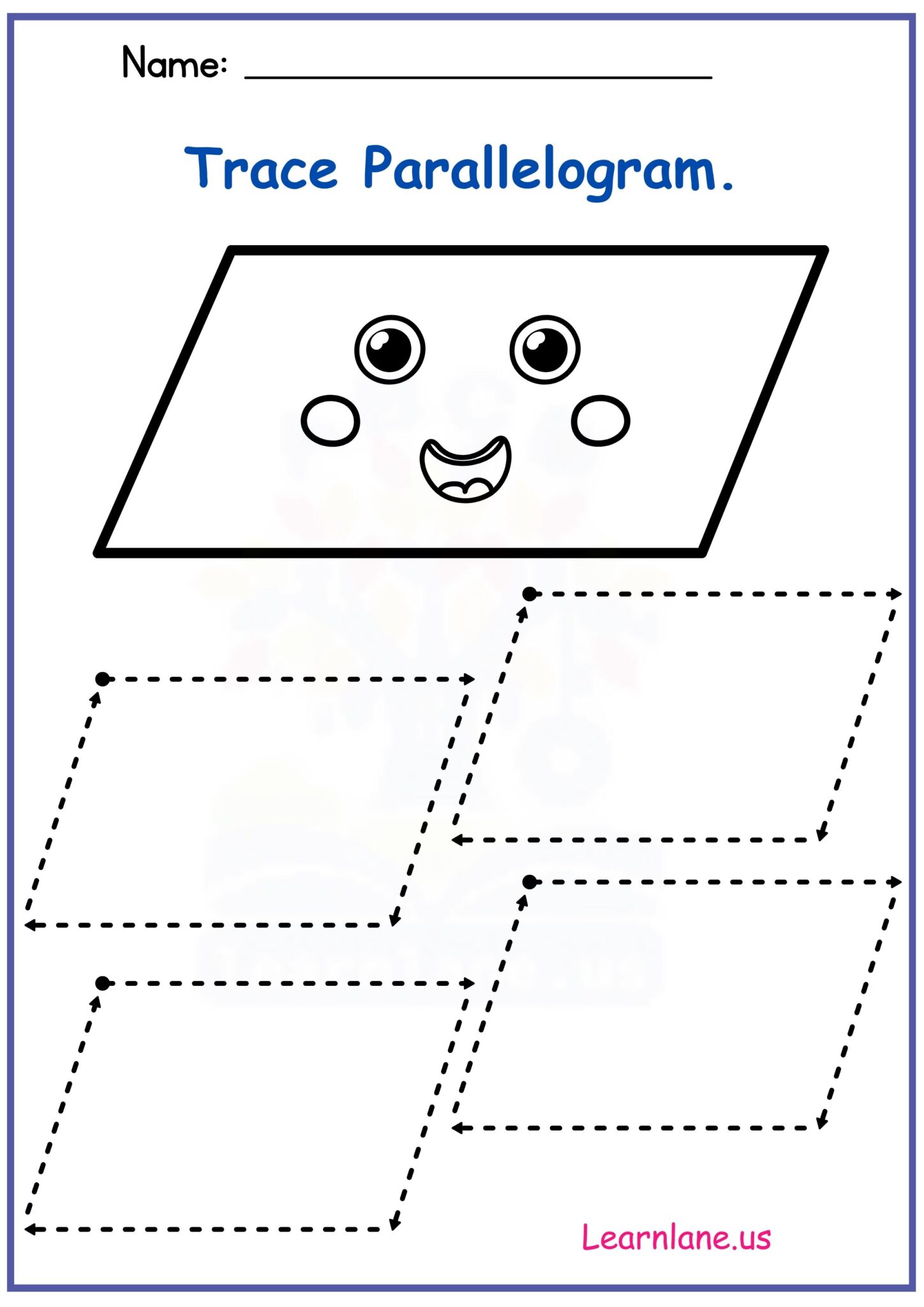 Free Parallelogram Tracing Worksheets for Preschool - Best Education ...