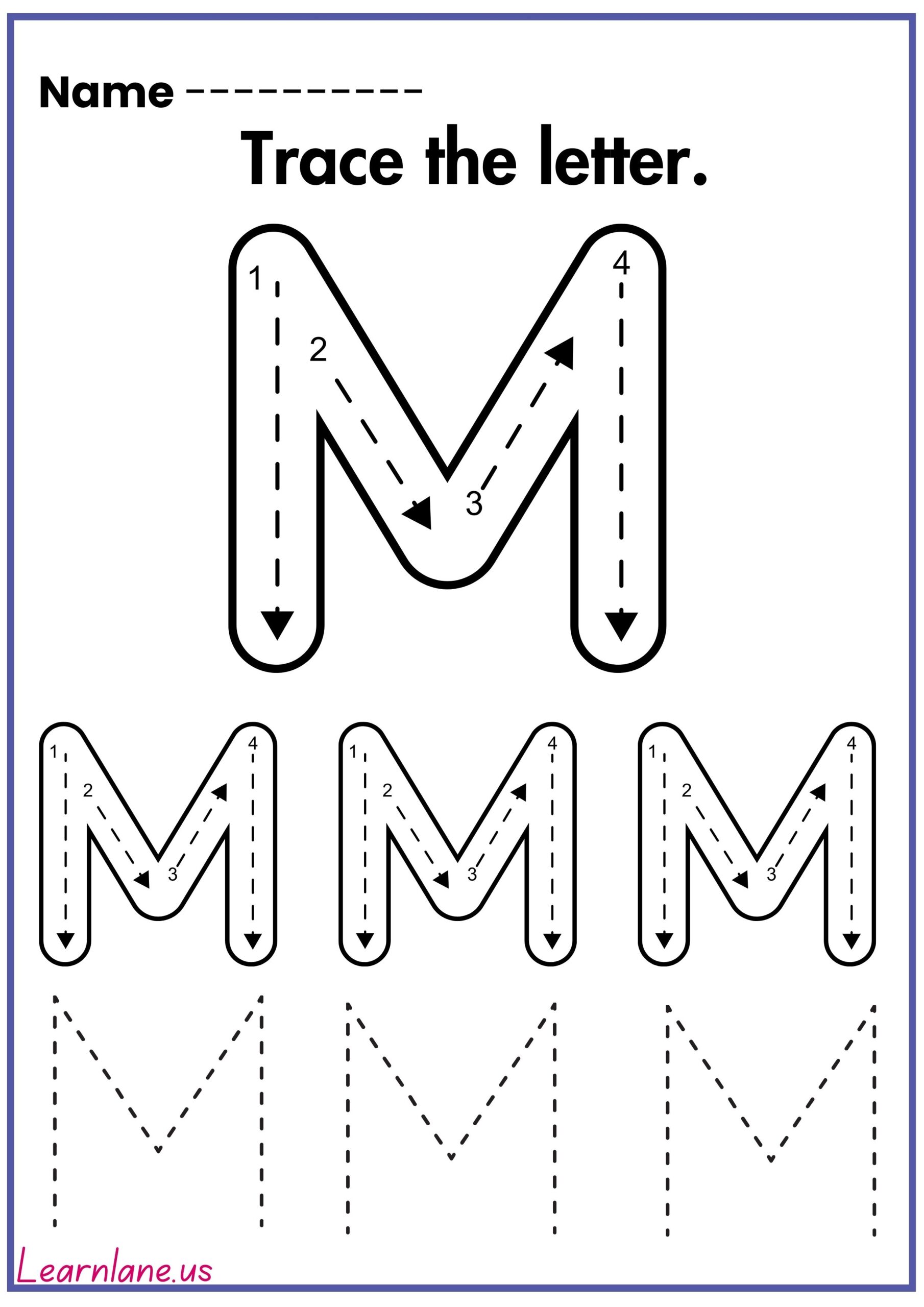 Letter M Tracing Worksheets for Preschool - Best Education Hub in USA ...