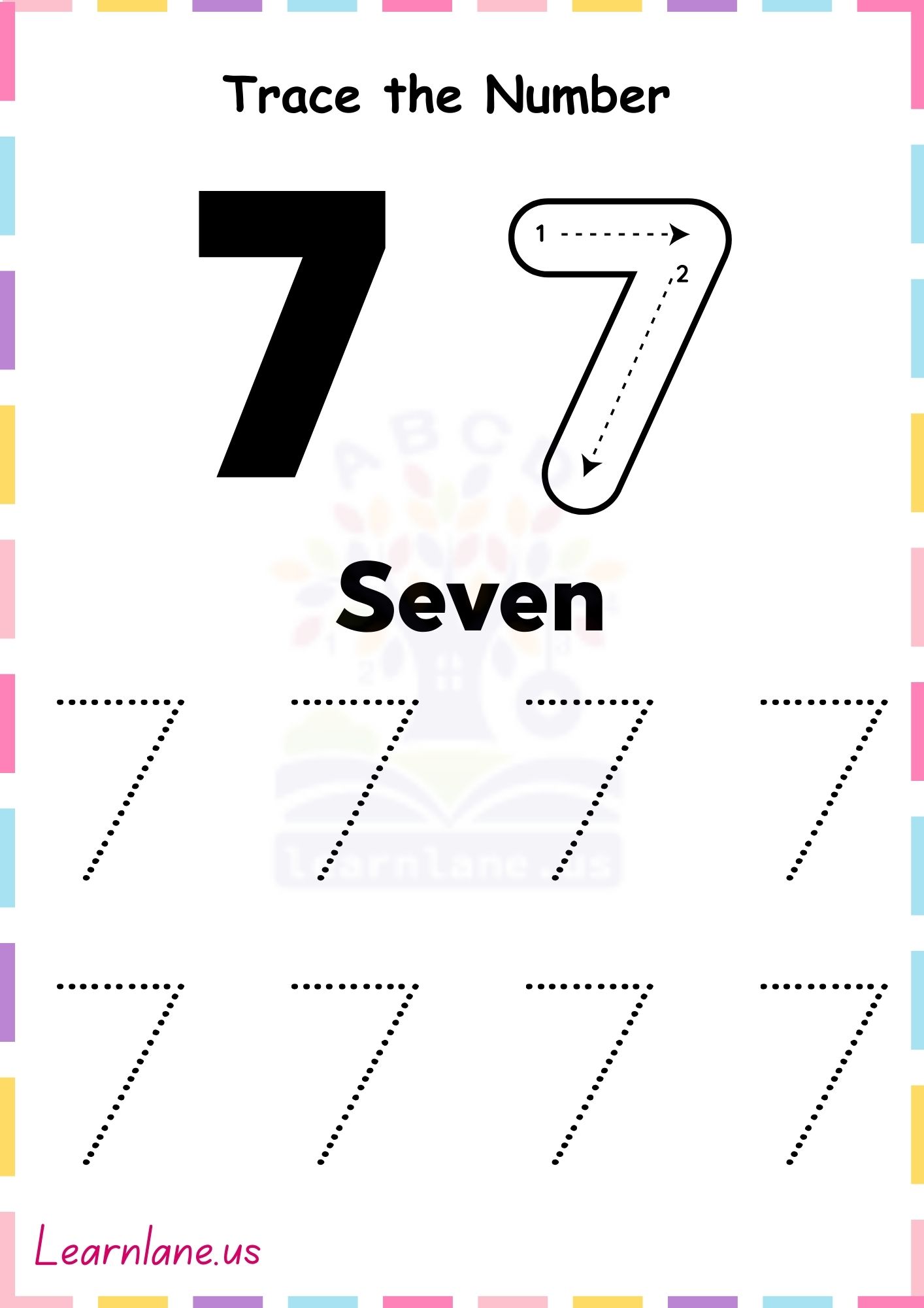 Free Number 7 Tracing Worksheets for Preschool - Best Education Hub in ...