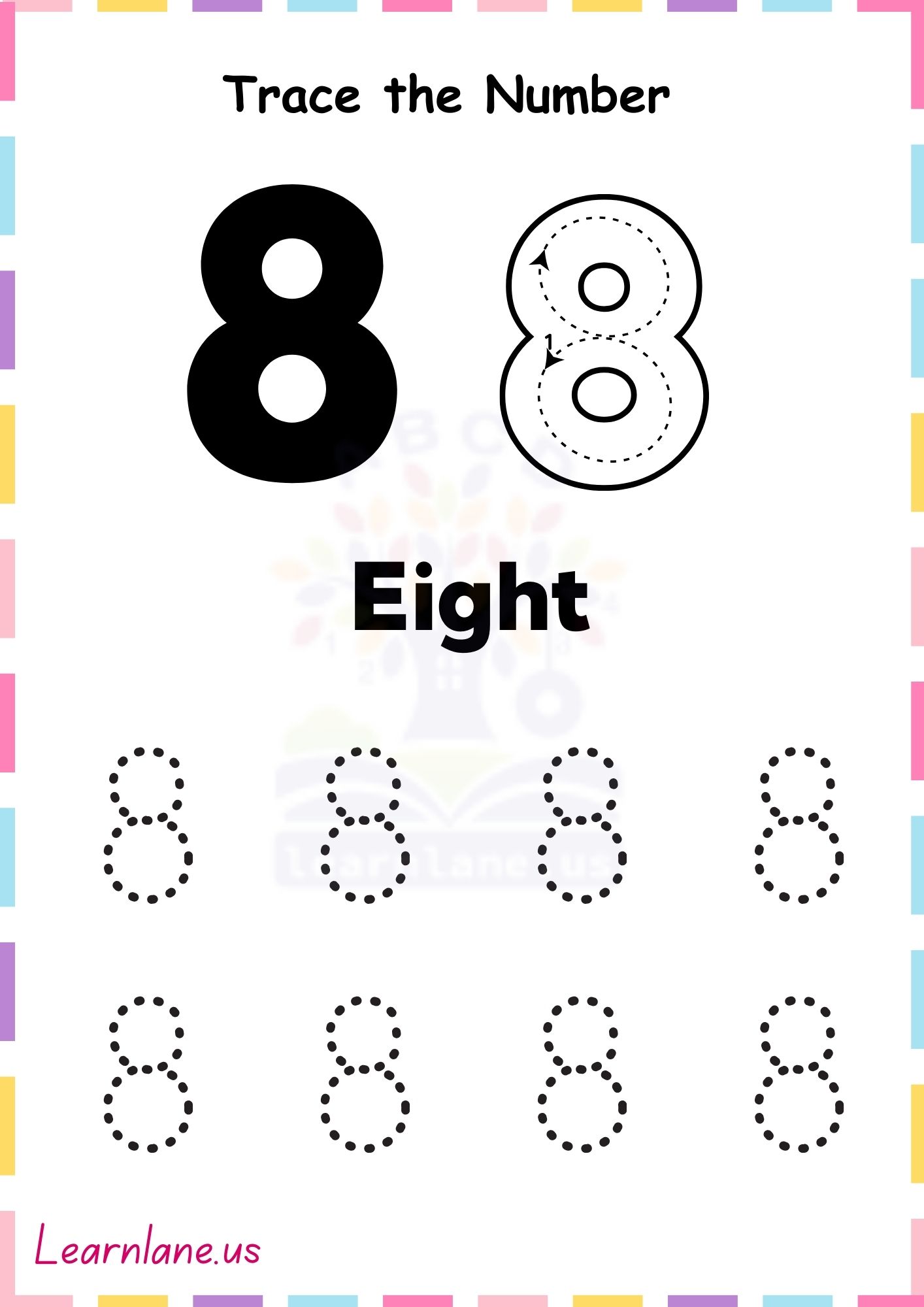 Free Number 8 Tracing Worksheets for Preschool - Best Education Hub in ...