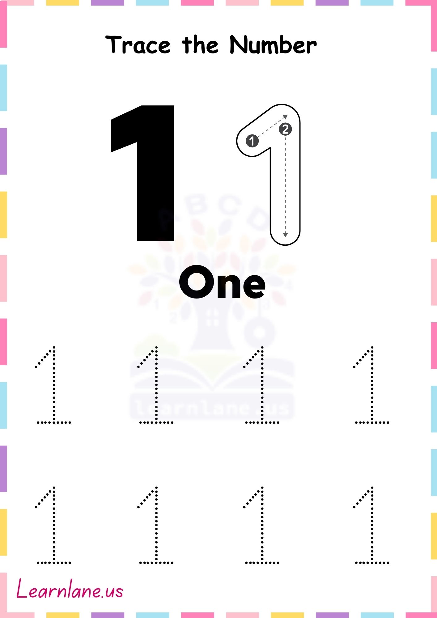 Number 1 Tracing Worksheets for Preschool - Best Education Hub in USA: Worksheets, Activities ...