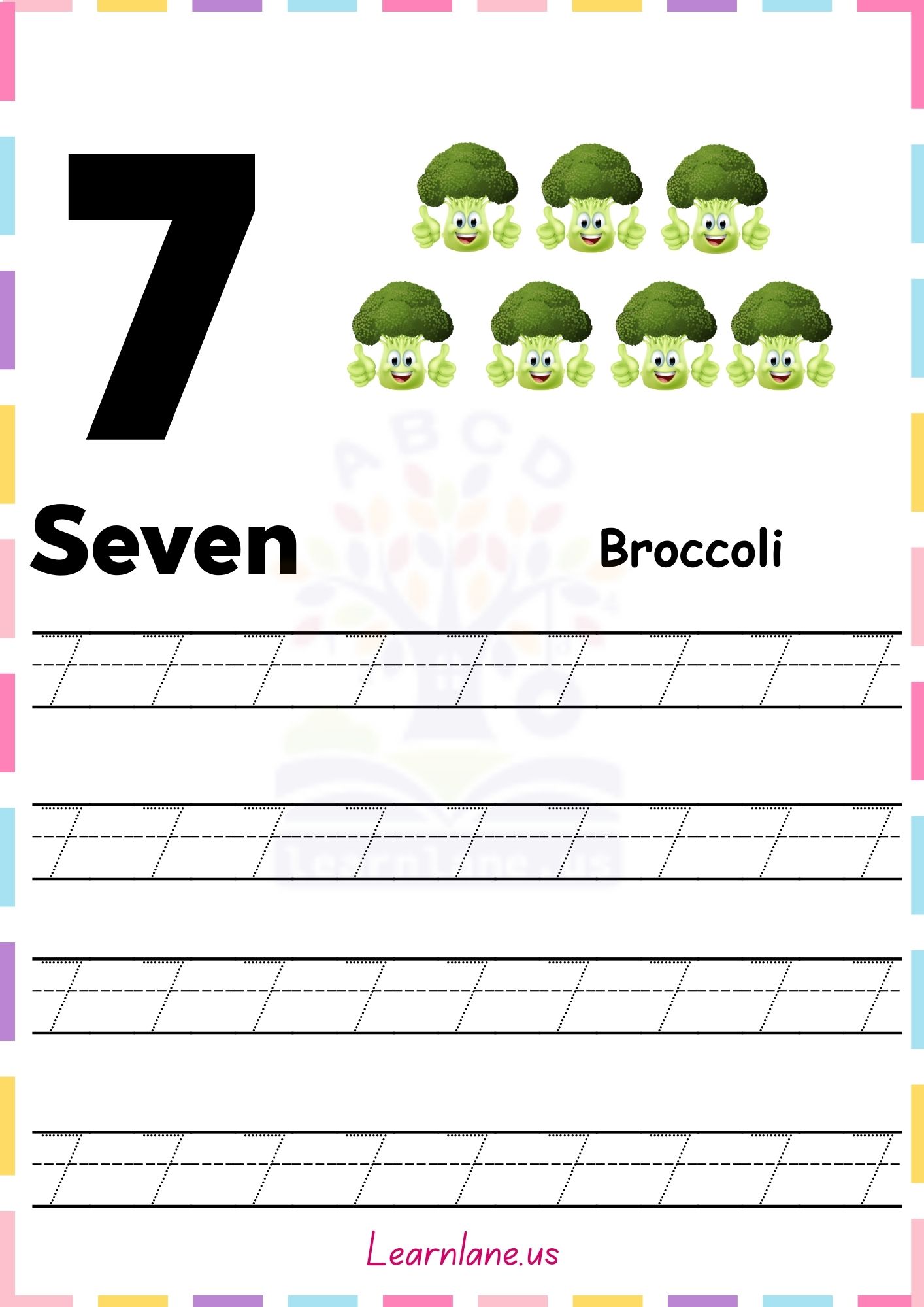 Free Number 7 Tracing Worksheets for Preschool - Best Education Hub in ...