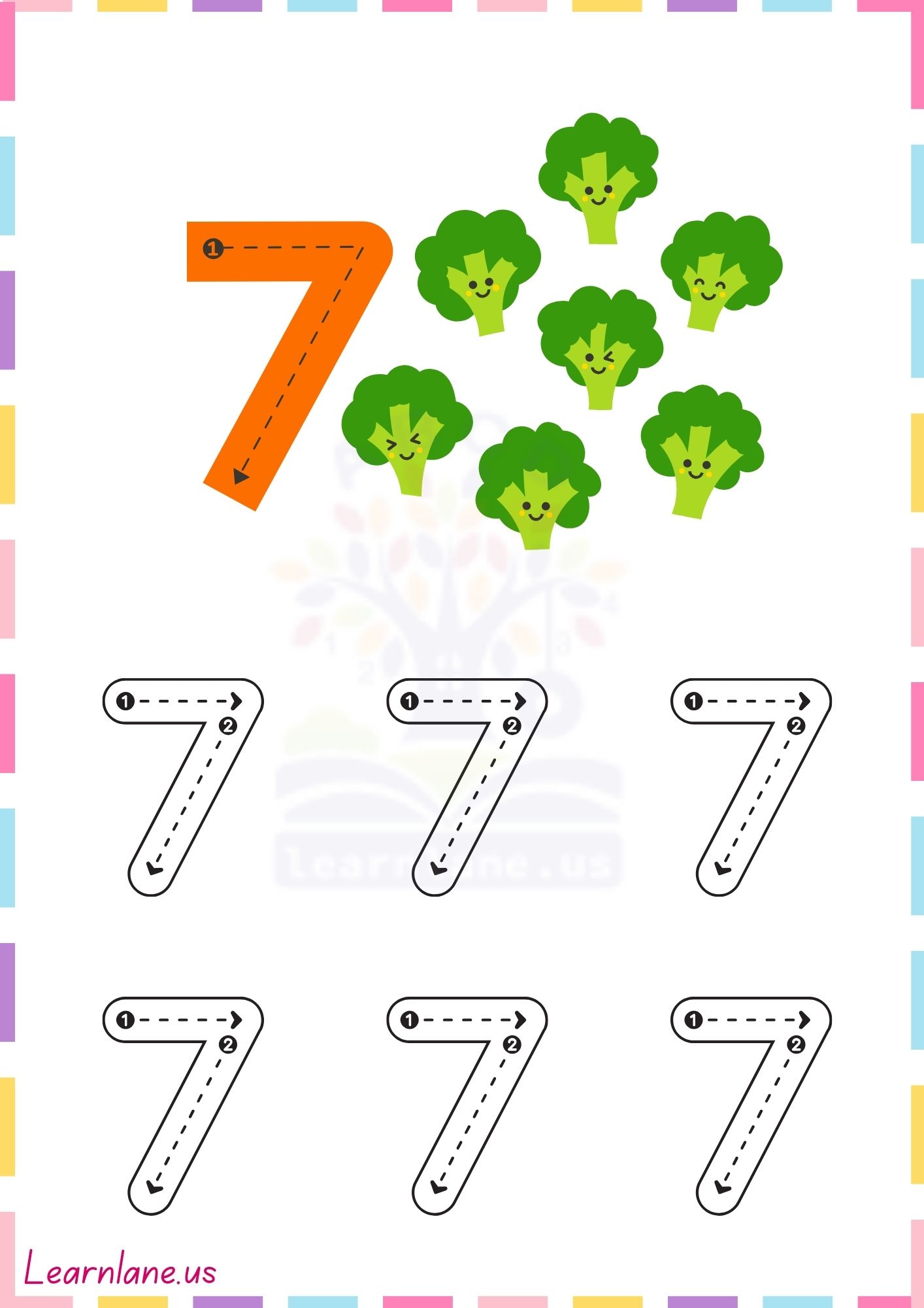 Free Number 7 Tracing Worksheets for Preschool - Best Education Hub in ...