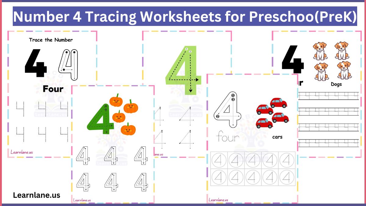 Number 4 Tracing Worksheets for Preschool - Best Education Hub in USA ...