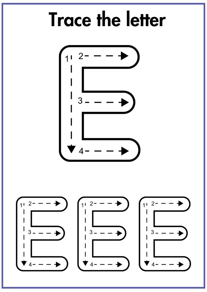 Letter E Tracing Worksheets for Preschool - Best Education Hub in USA ...